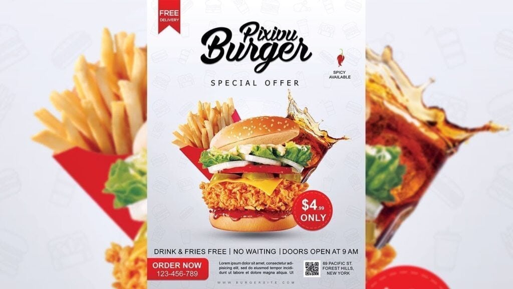 Burger Restaurant Flyer Design Photoshop Tutorial - Pixvu