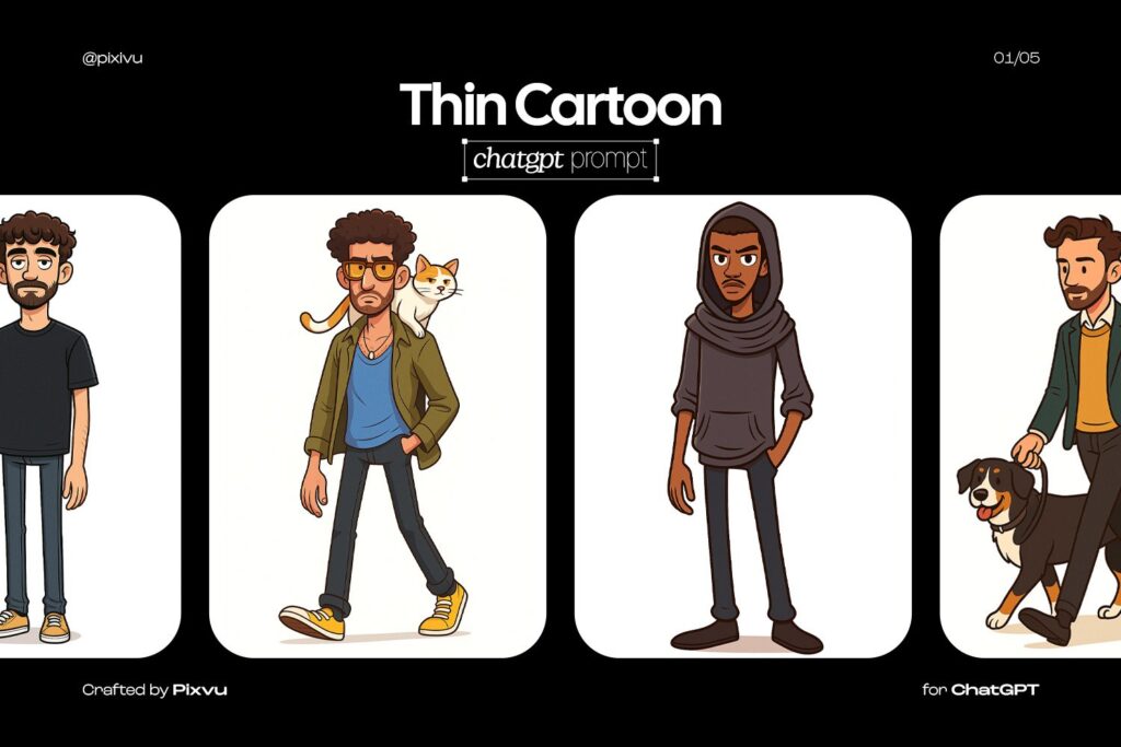 Free Thin Cartoon Characters ChatGPT Prompt - Pixvu