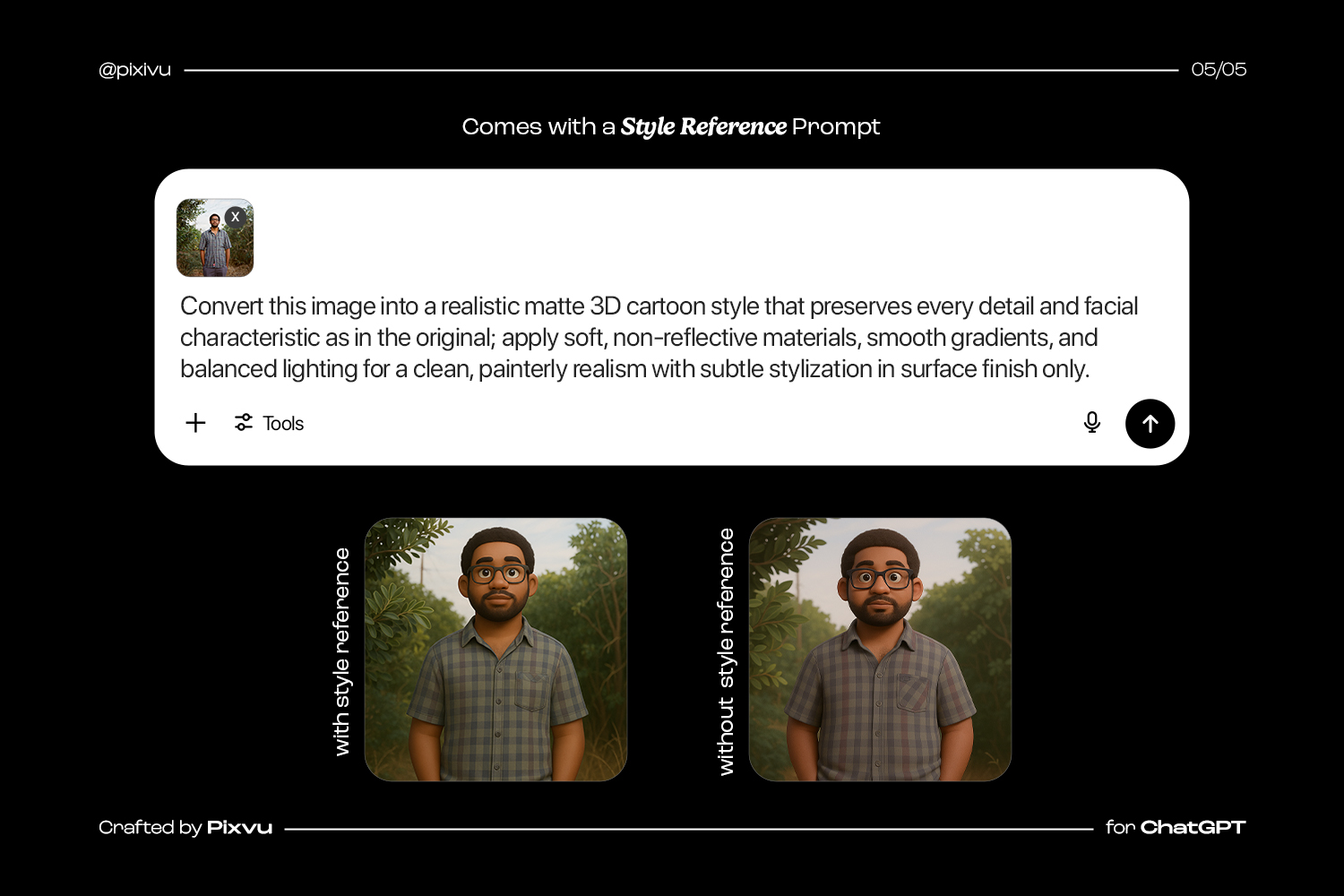 Matte 3D Cartoon ChatGPT Prompt - Pixvu